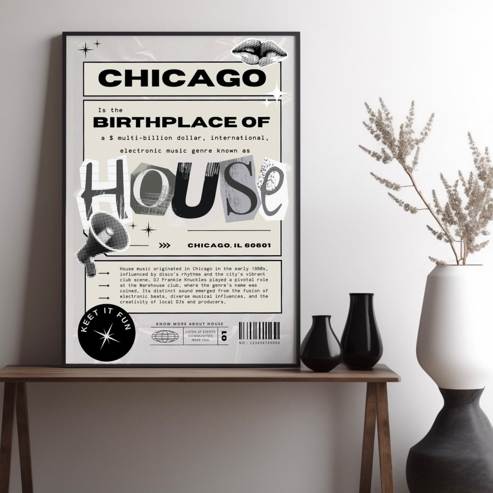 Chicago House Music Poster, Techno Poster, House Music Wall Art, Dorm ...