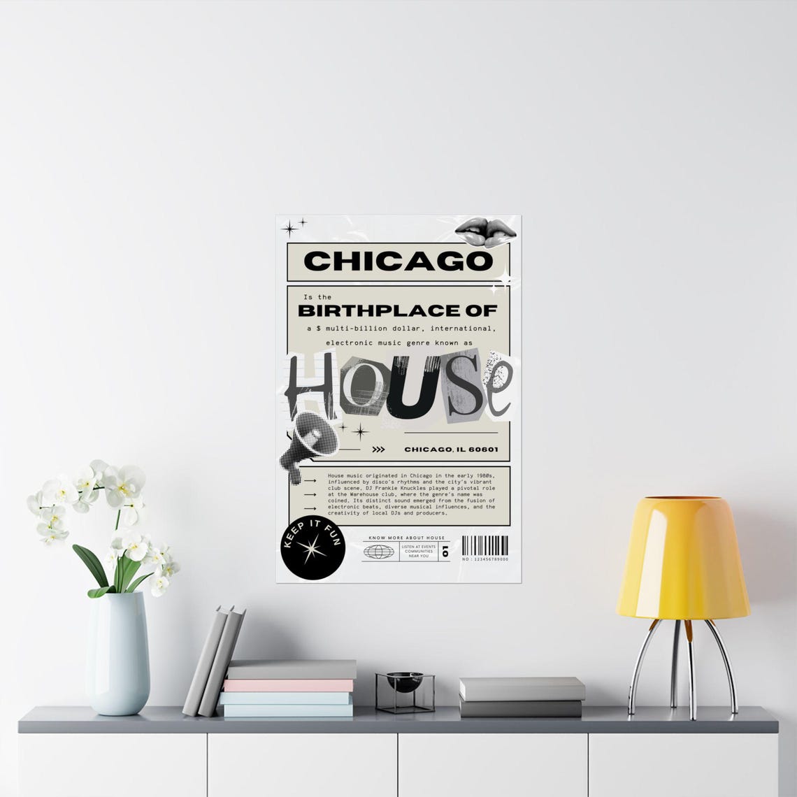 Chicago House Music Poster, Techno Poster, House Music Wall Art, Dorm ...