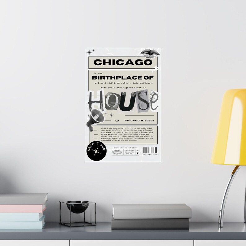 Chicago House Music Poster, Techno Poster, House Music Wall Art, Dorm ...