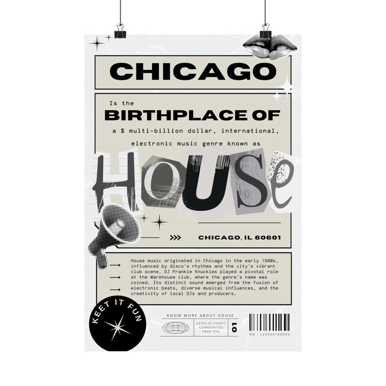 Chicago House Music Poster, Techno Poster, House Music Wall Art, Dorm Posters, John Summit House ...