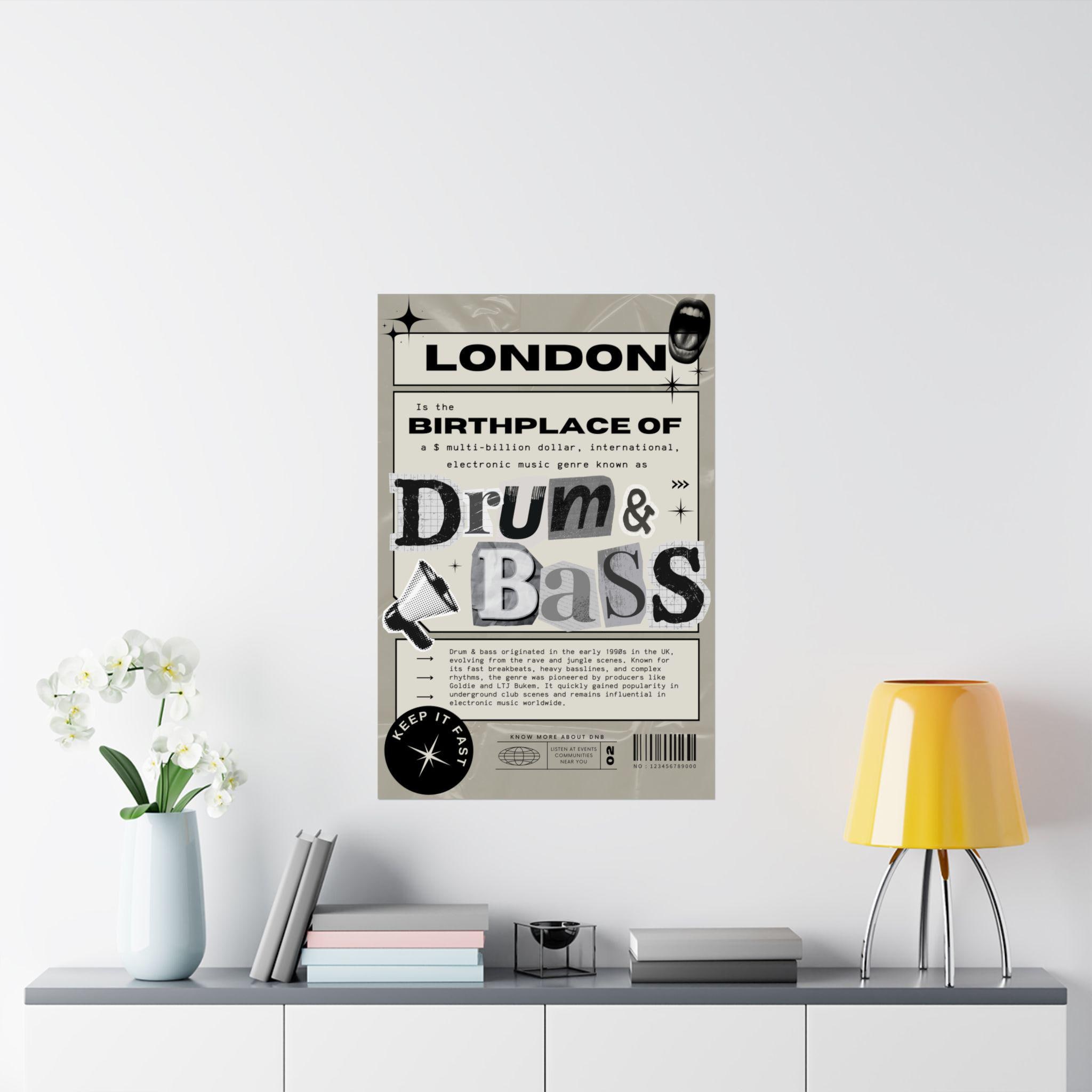London Drum & Bass Music Poster, DNB Poster, Drum and Bass Music Wall ...