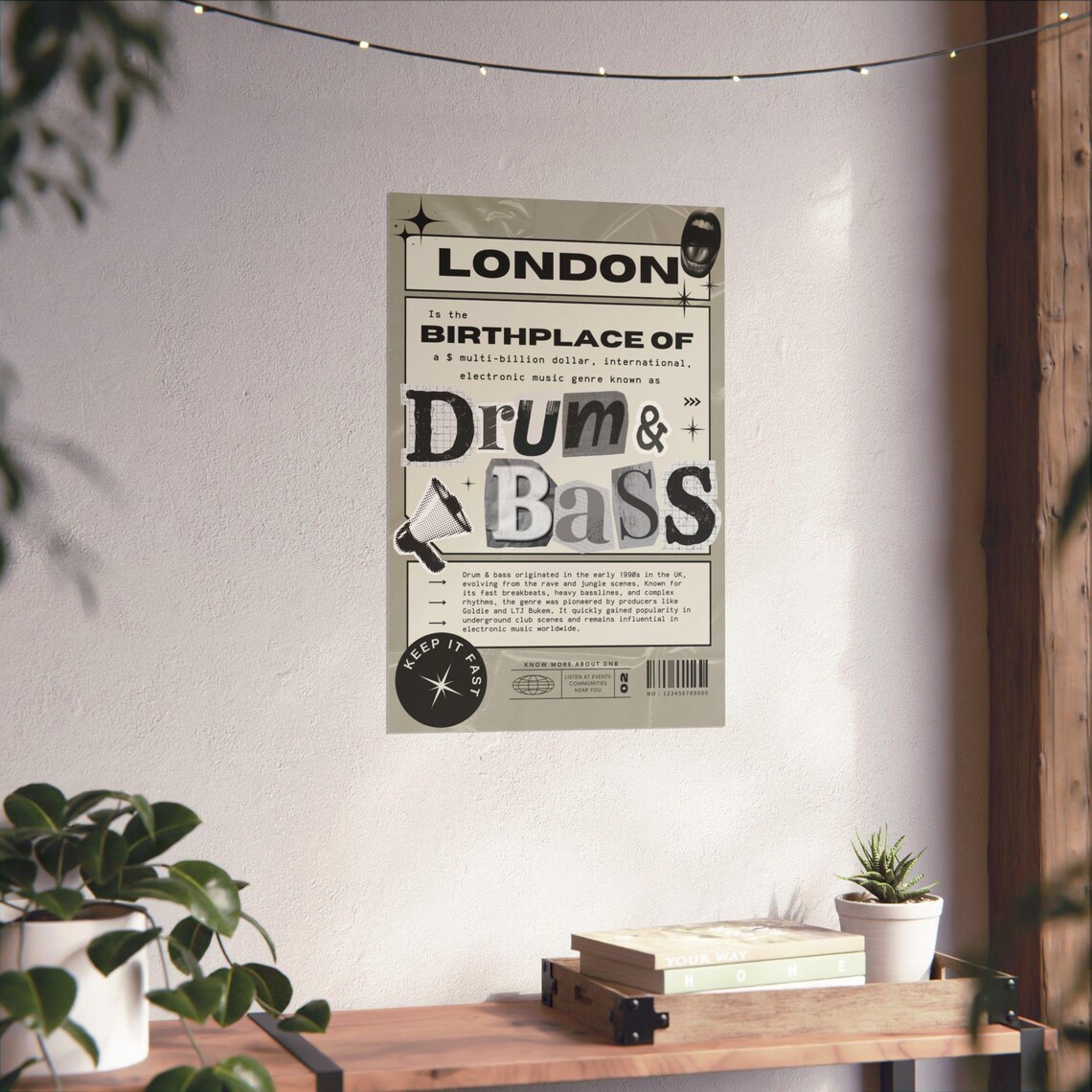 London Drum & Bass Music Poster, DNB Poster, Drum and Bass Music Wall ...