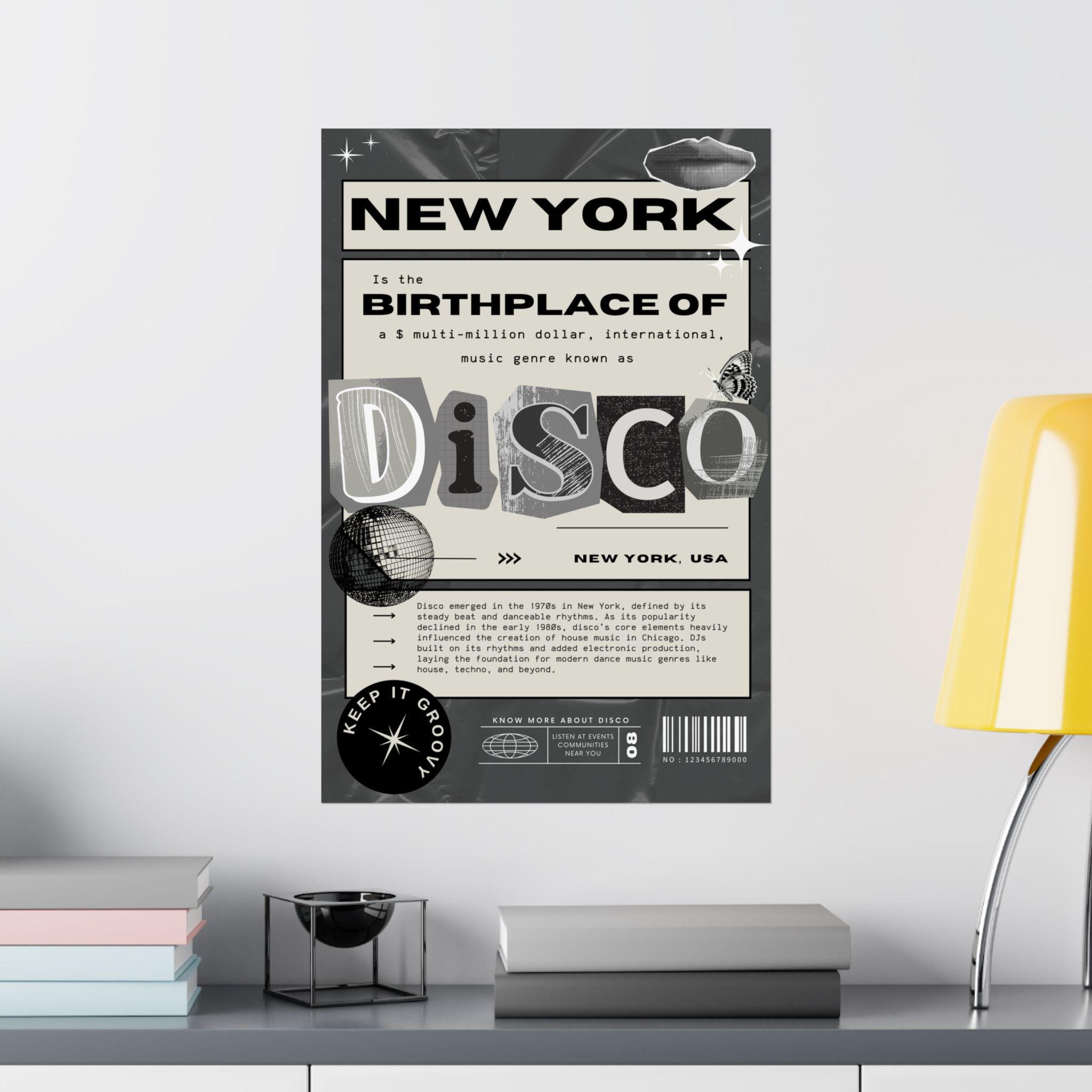 New York Disco Music Poster, Disco Poster, Music Wall Art, Dorm Posters ...