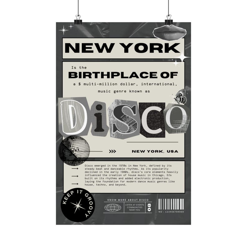 New York Disco Music Poster, Groovy Dorm Decor - Etsy