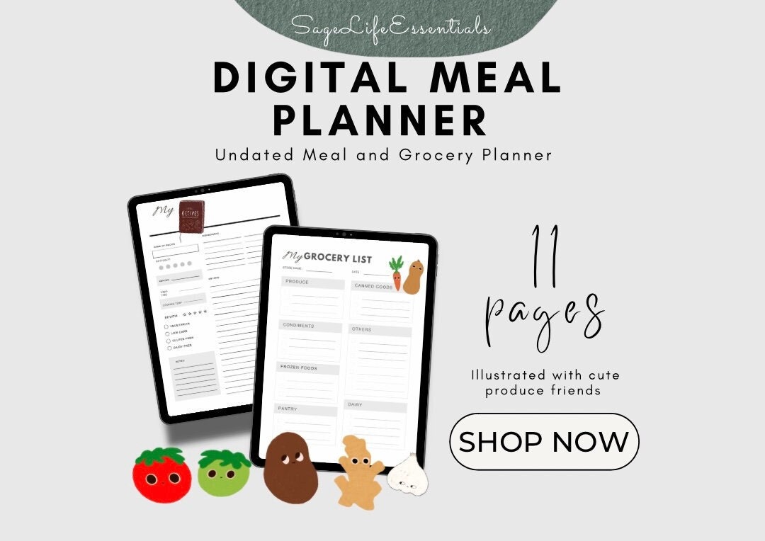 Illustrated Digital Meal Planner - Etsy