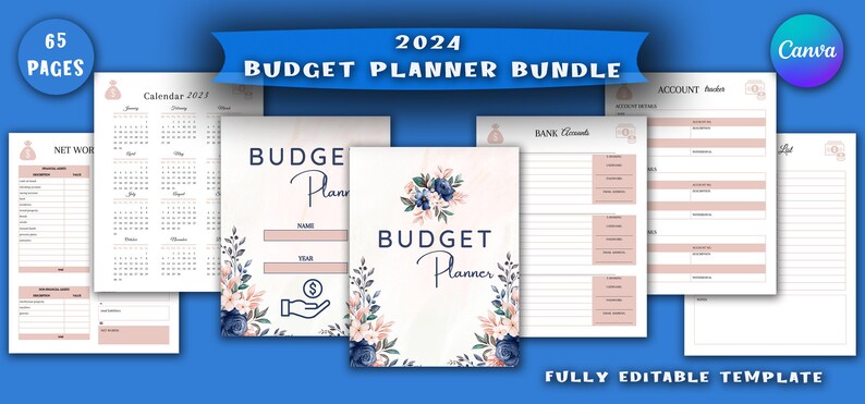 2024 Budget Planner Bundle Template Editable in Canva - Etsy