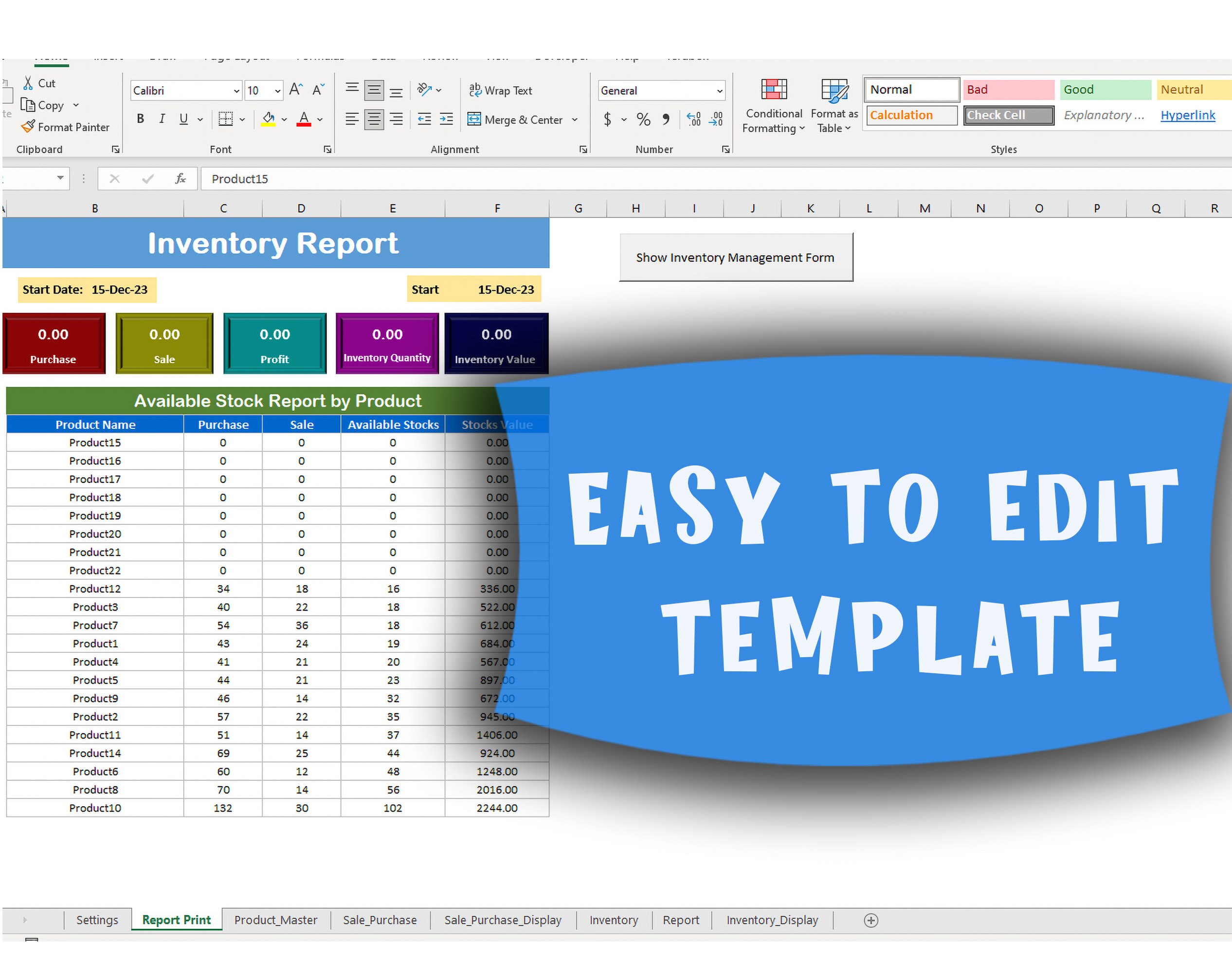 Excel Inventory System Spreadsheet Template, Inventory Template Sheet ...