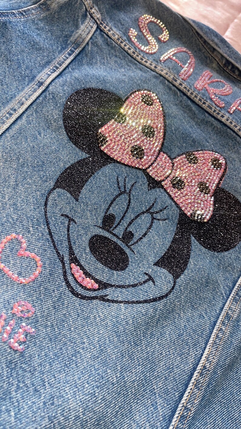 Women Crystal Jean Jackets, Custom Jacket With Name, Crystal Jean ...