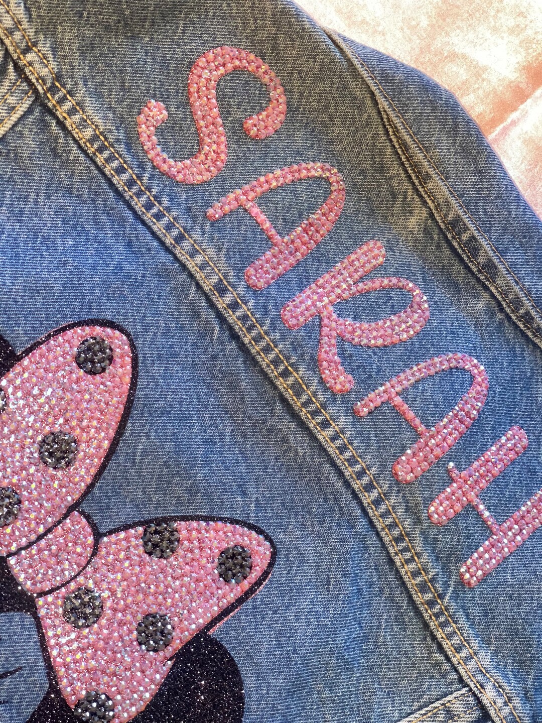 Women Crystal Jean Jackets, Custom Jacket With Name, Crystal Jean ...