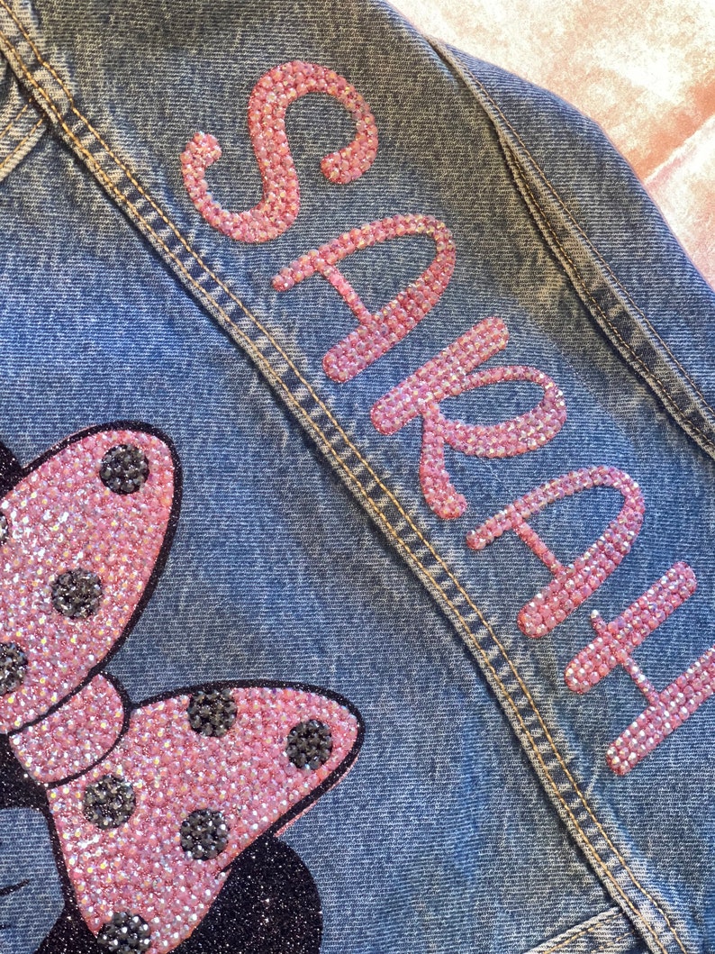 Women Crystal Jean Jackets, Custom Jacket With Name, Crystal Jean ...