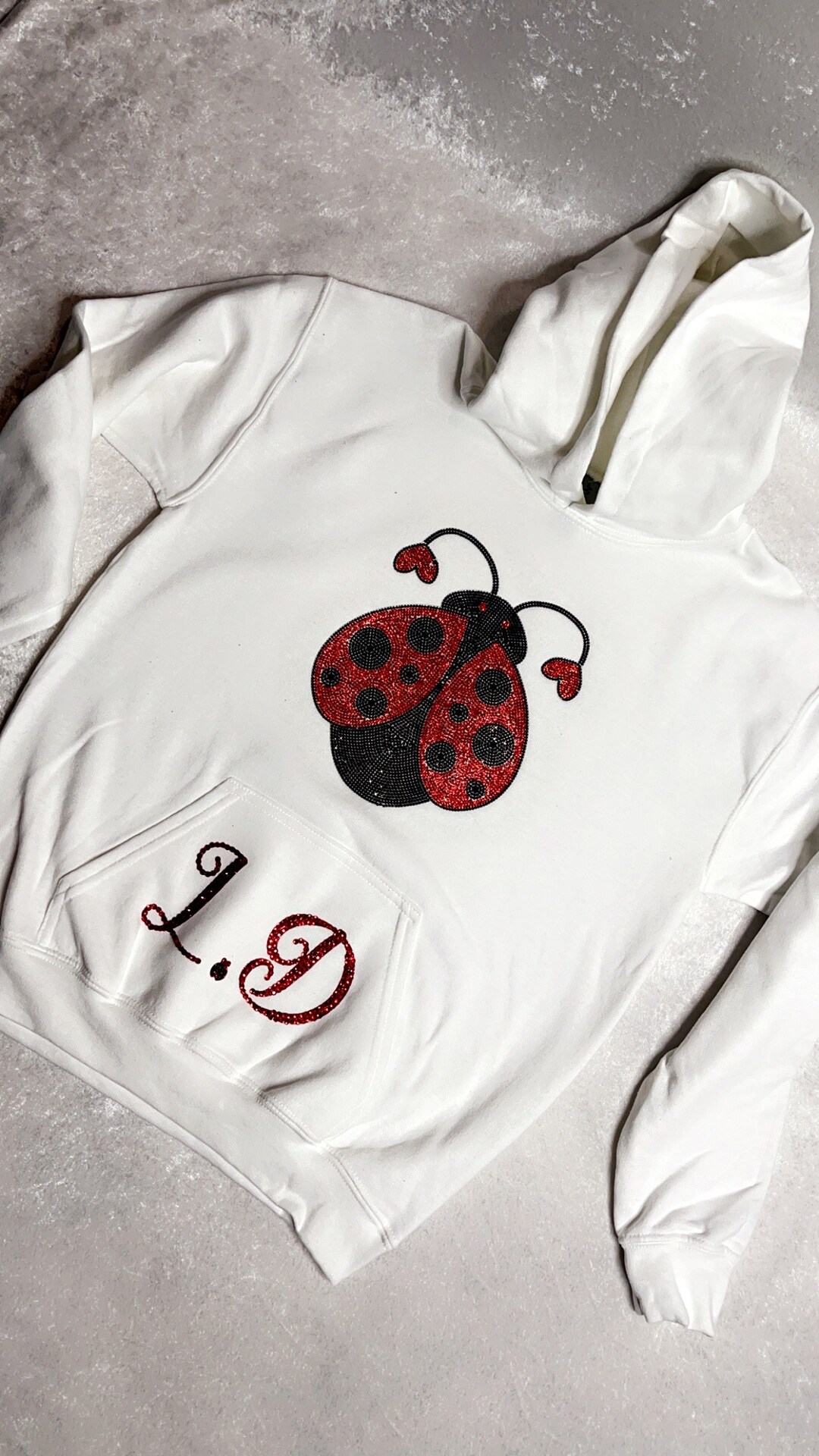 Crystal Ladybug Hoodie With Crystal Initials on the Front - Etsy