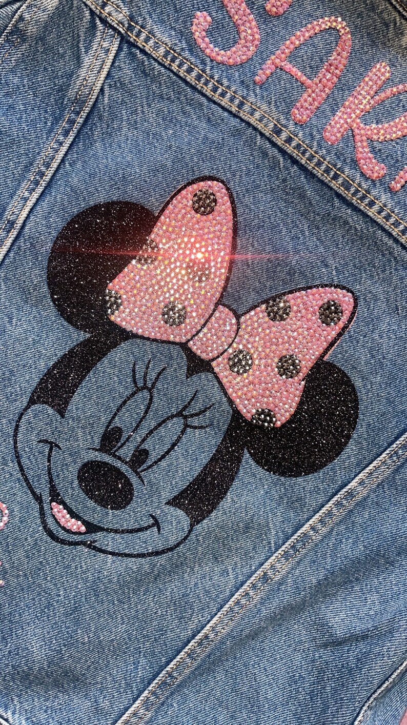 Women Crystal Jean Jackets, Custom Jacket With Name, Crystal Jean ...