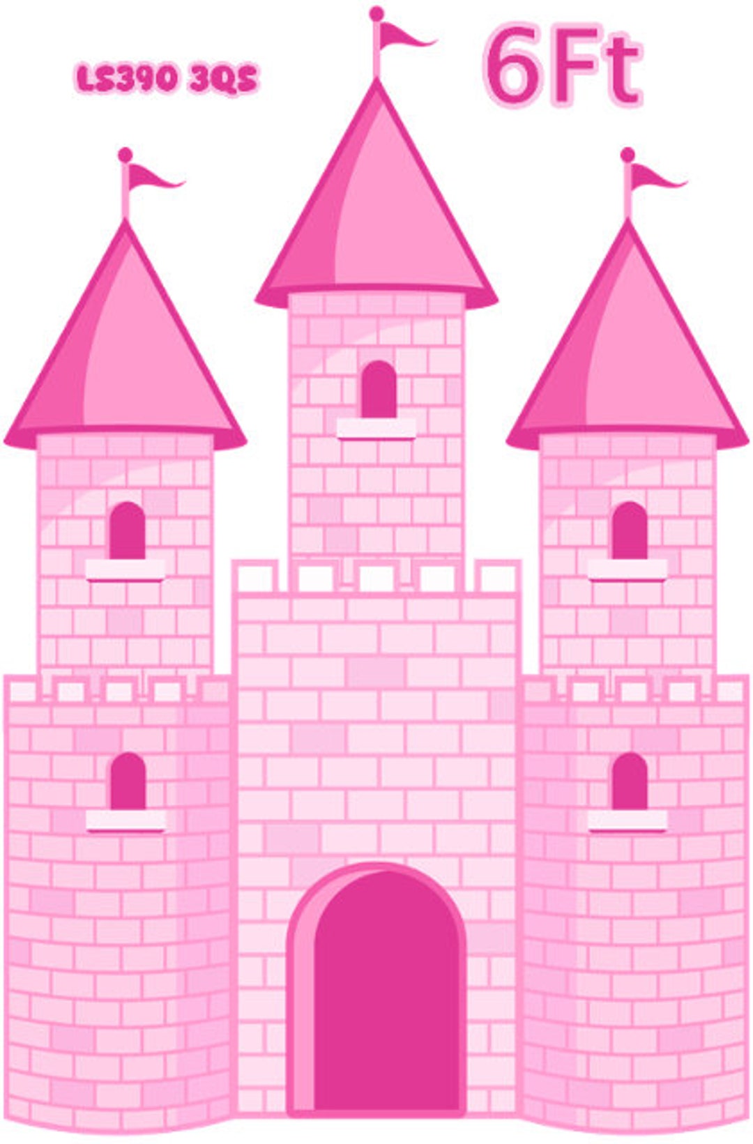 Watercolor 6FT Pink Brick Castle: Yard Signs, Party Props, UV Printed ...