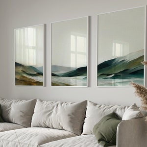Muted Abstract Landscape Set of 3 Printable Natural Paintings Digital ...