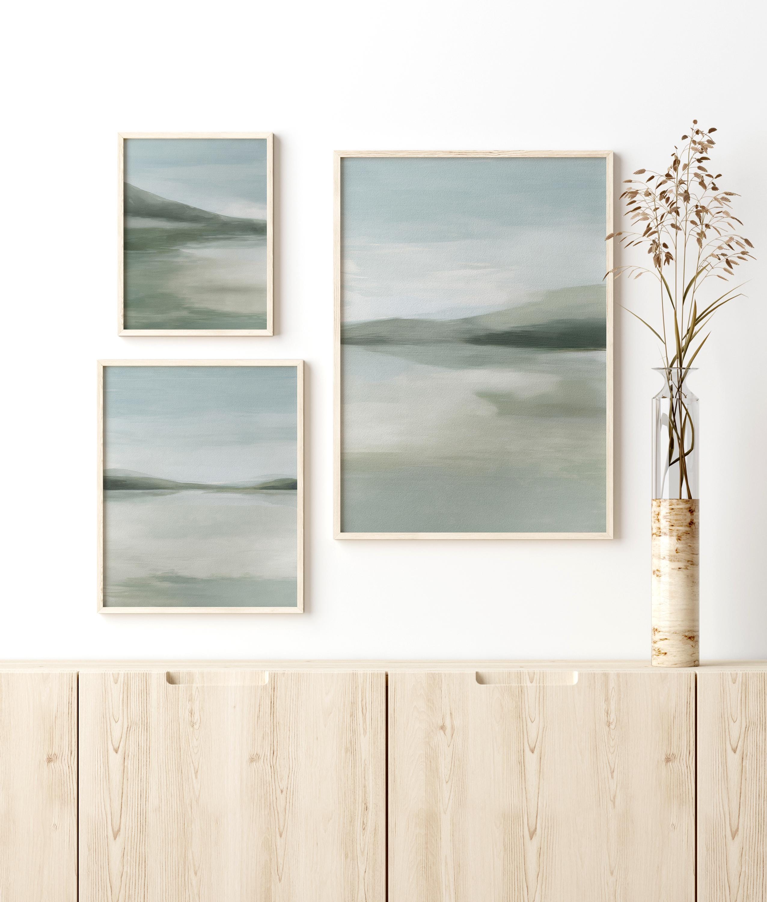 Modern Abstract Lake Landscape Wall Art Painting Set of 3 Printable ...