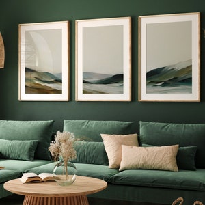 Muted Abstract Landscape Set of 3 Printable Natural Paintings Digital ...