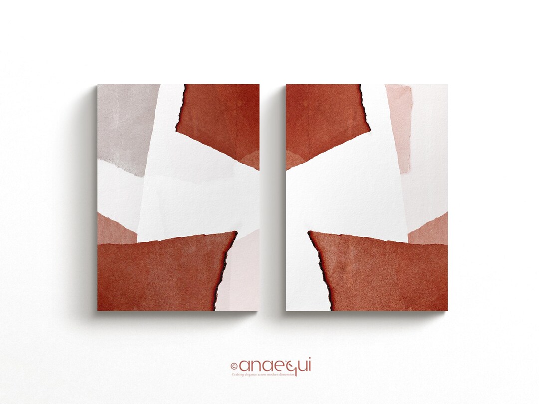 Paper Collage Wall Art Prints | Set of Two Pieces | Digital Abstract ...