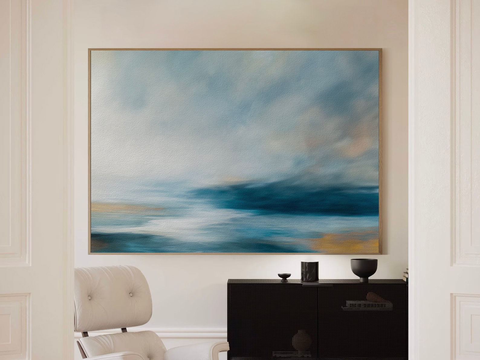 Muted Blue Abstract Landscape Painting | Minimalist Digital Art ...