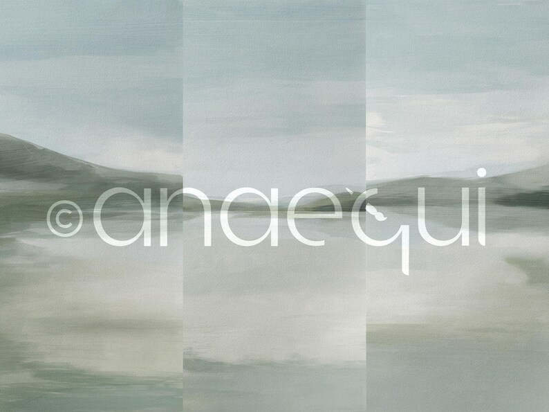 Modern Abstract Lake Landscape Wall Art Painting Set of 3 Printable ...