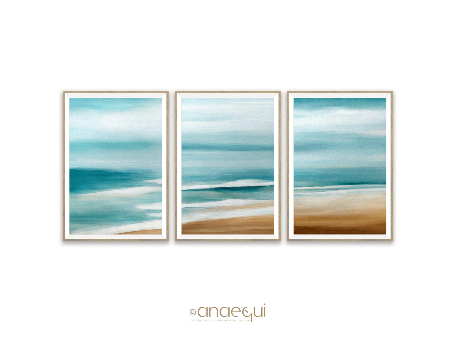 Peaceful Coastal Seaside Landscape Painting Set of 3 PRINTABLE ...