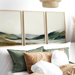 Muted Abstract Landscape Set of 3 Printable Natural Paintings Digital ...