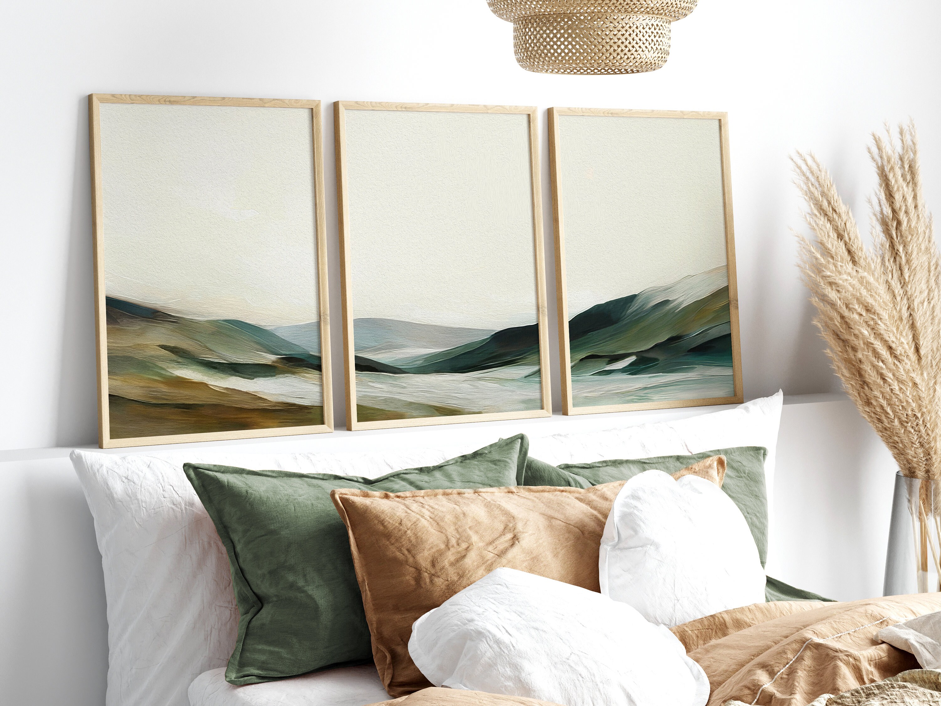 Muted Abstract Landscape Set of 3 Printable Natural Paintings Digital ...