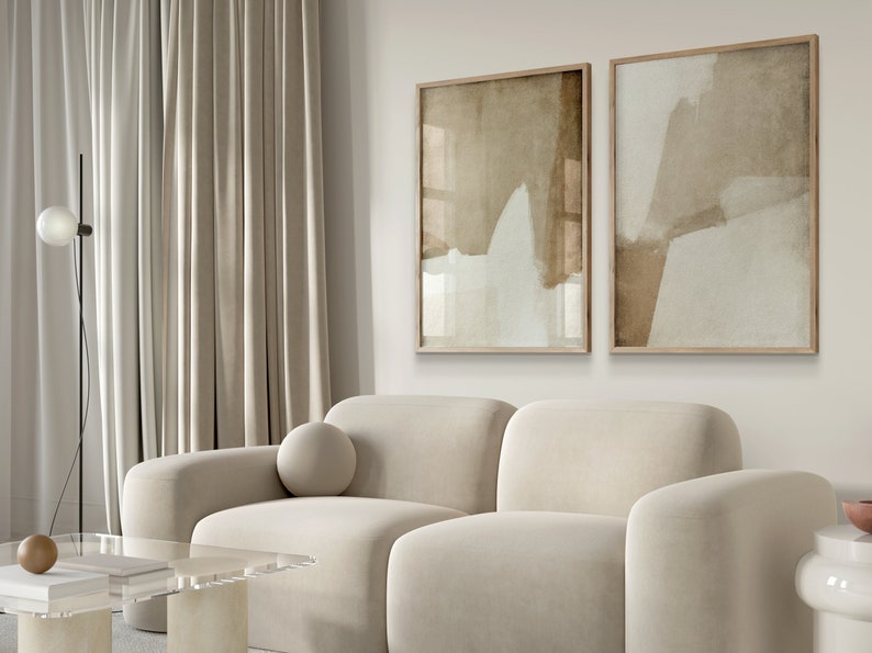 Japandi Wabi Sabi Modern Wall Art Prints Printable Abstract Textured Warm Earth Tone Color ...