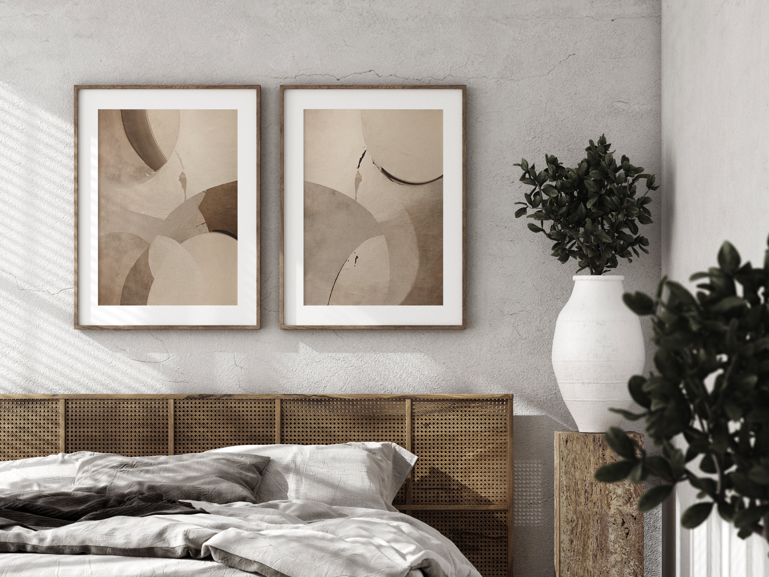 Modern Wabi Sabi Printable Wall Art Set of 2 Neutral Earthy Organic Japandi Abstract Prints ...
