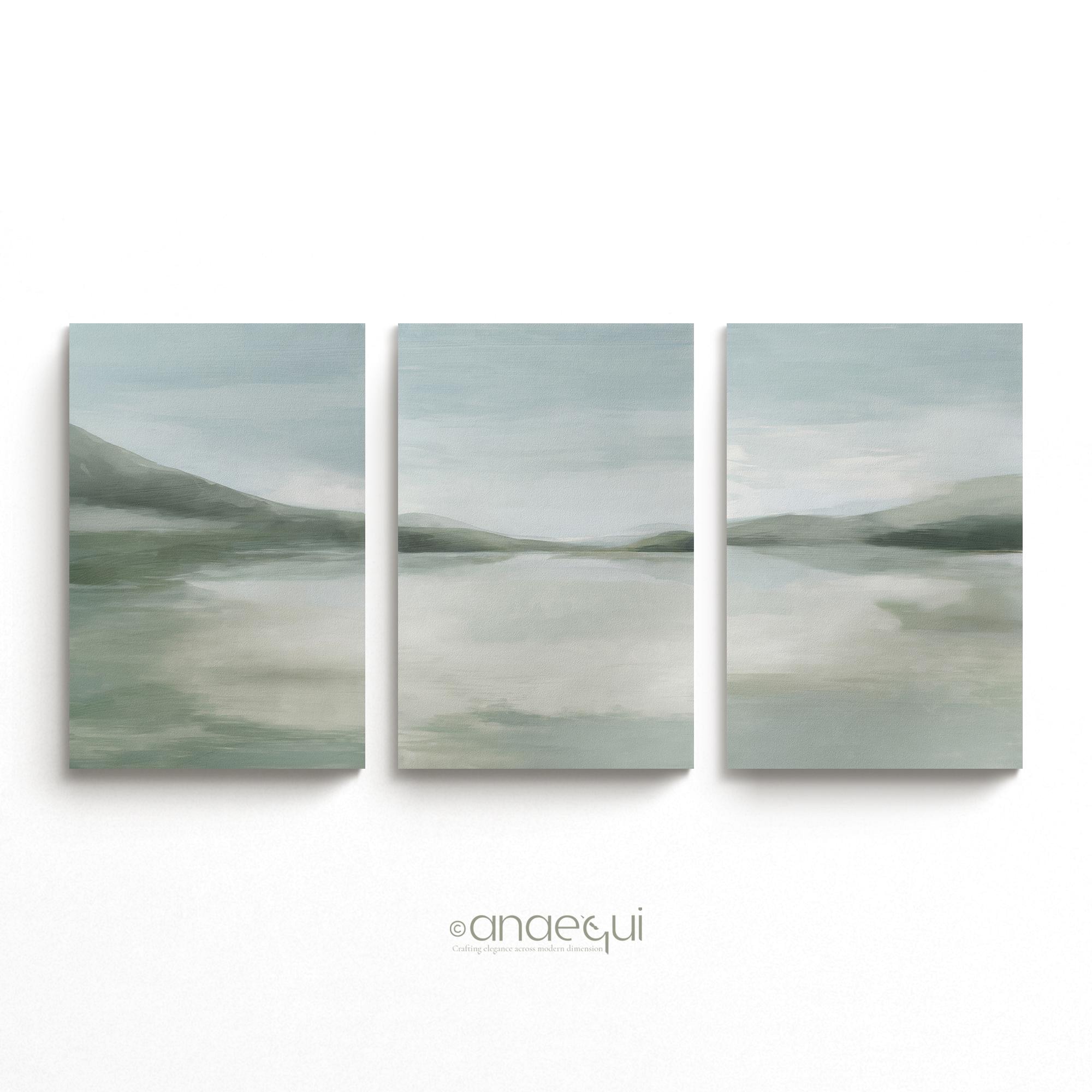Modern Abstract Lake Landscape Wall Art Painting Set of 3 Printable ...