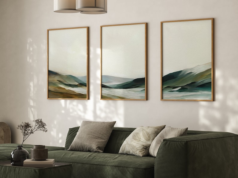 Muted Abstract Landscape Set of 3 Printable Natural Paintings Digital ...