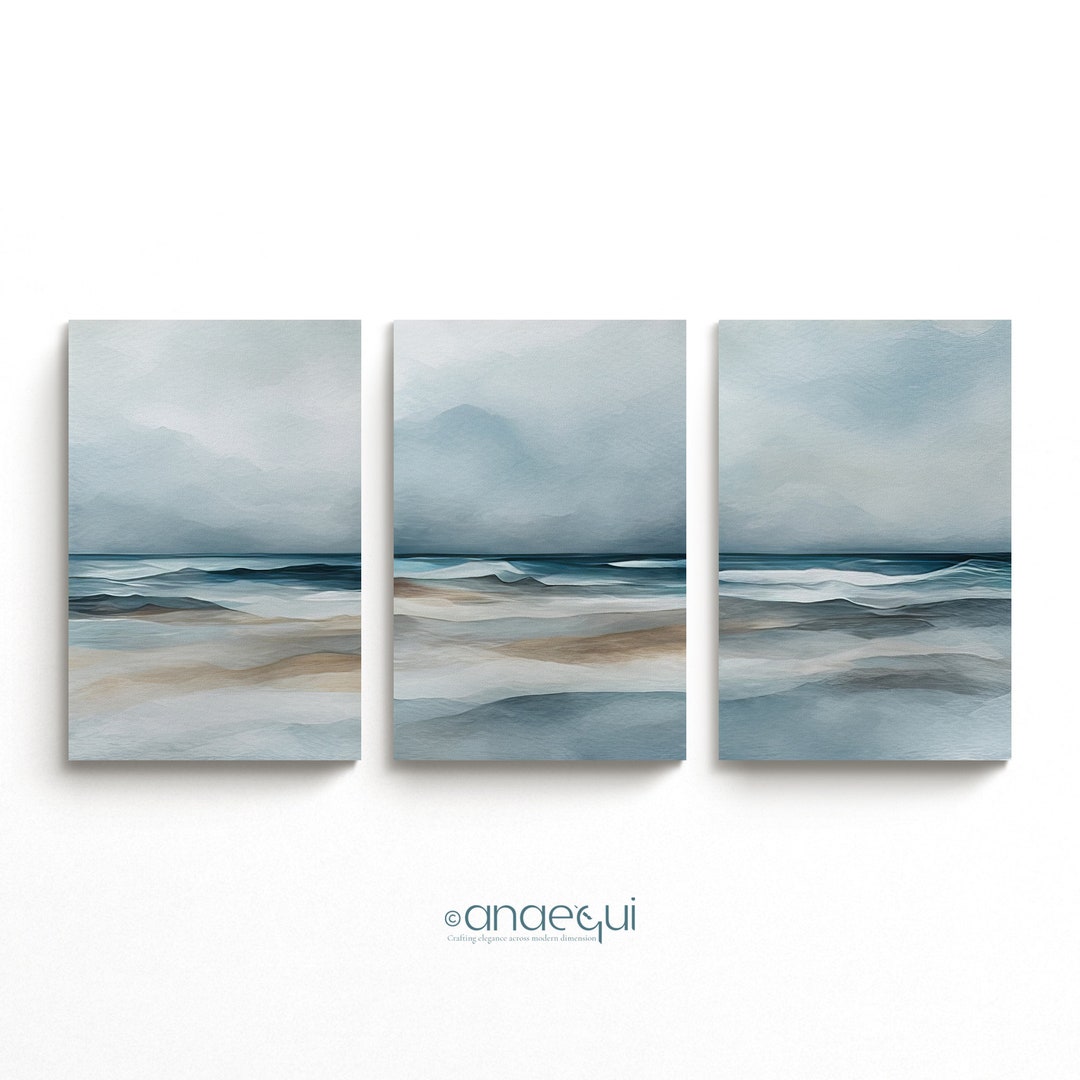 Maritime Wall Art Set of 3 PRINTABLE DOWNLOAD, Seaside Abstract Oil ...
