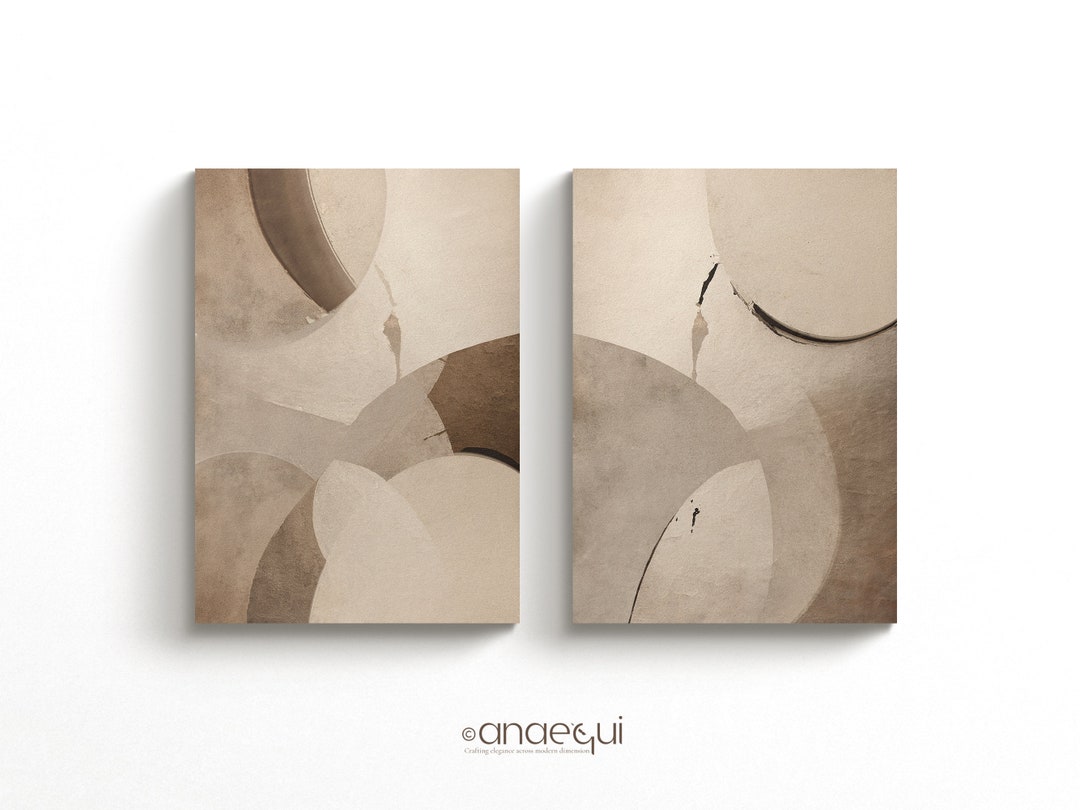 Modern Wabi Sabi Printable Wall Art Set of 2 Neutral Earthy Organic Japandi Abstract Prints ...