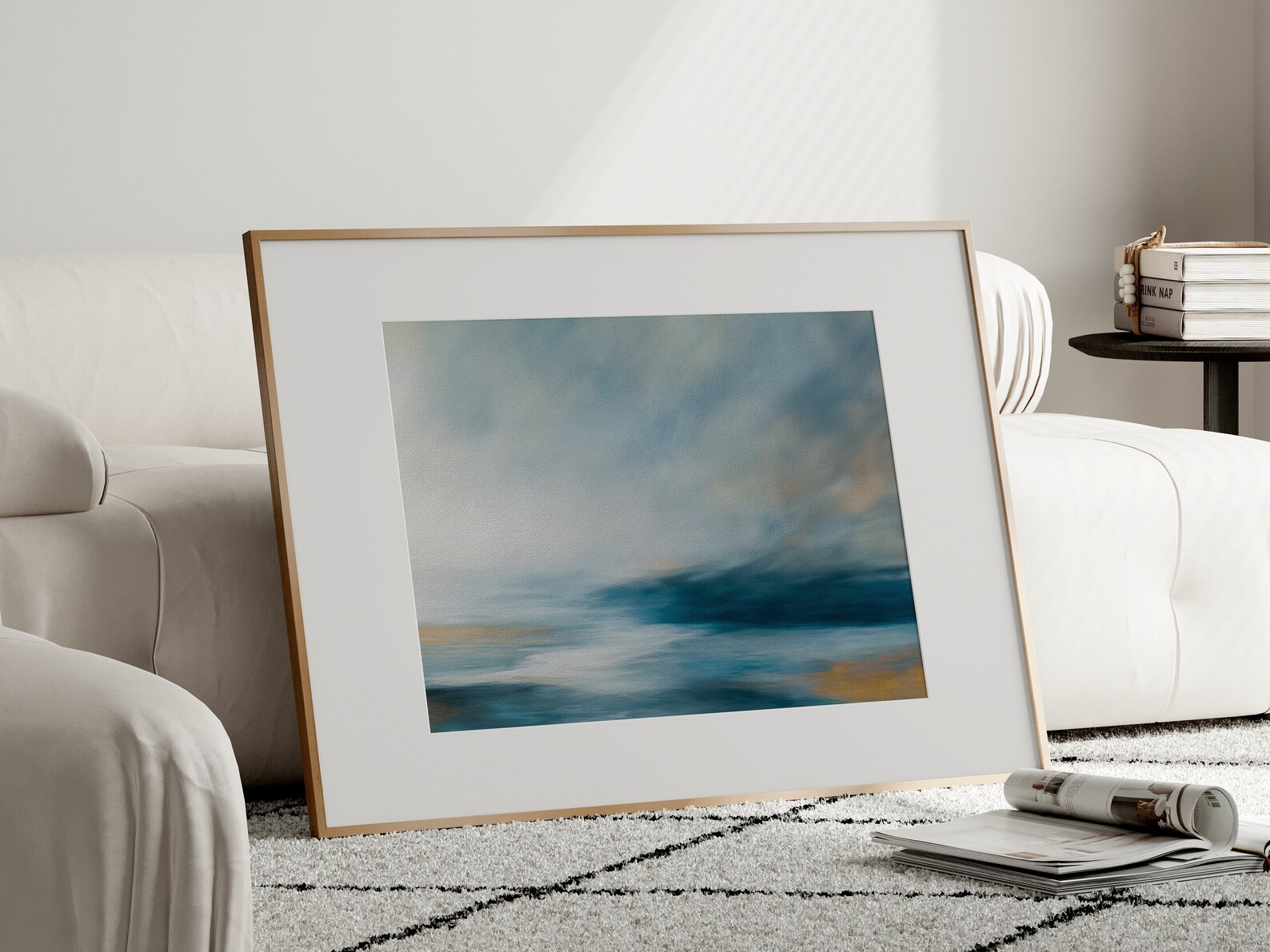 Muted Blue Abstract Landscape Painting | Minimalist Digital Art ...