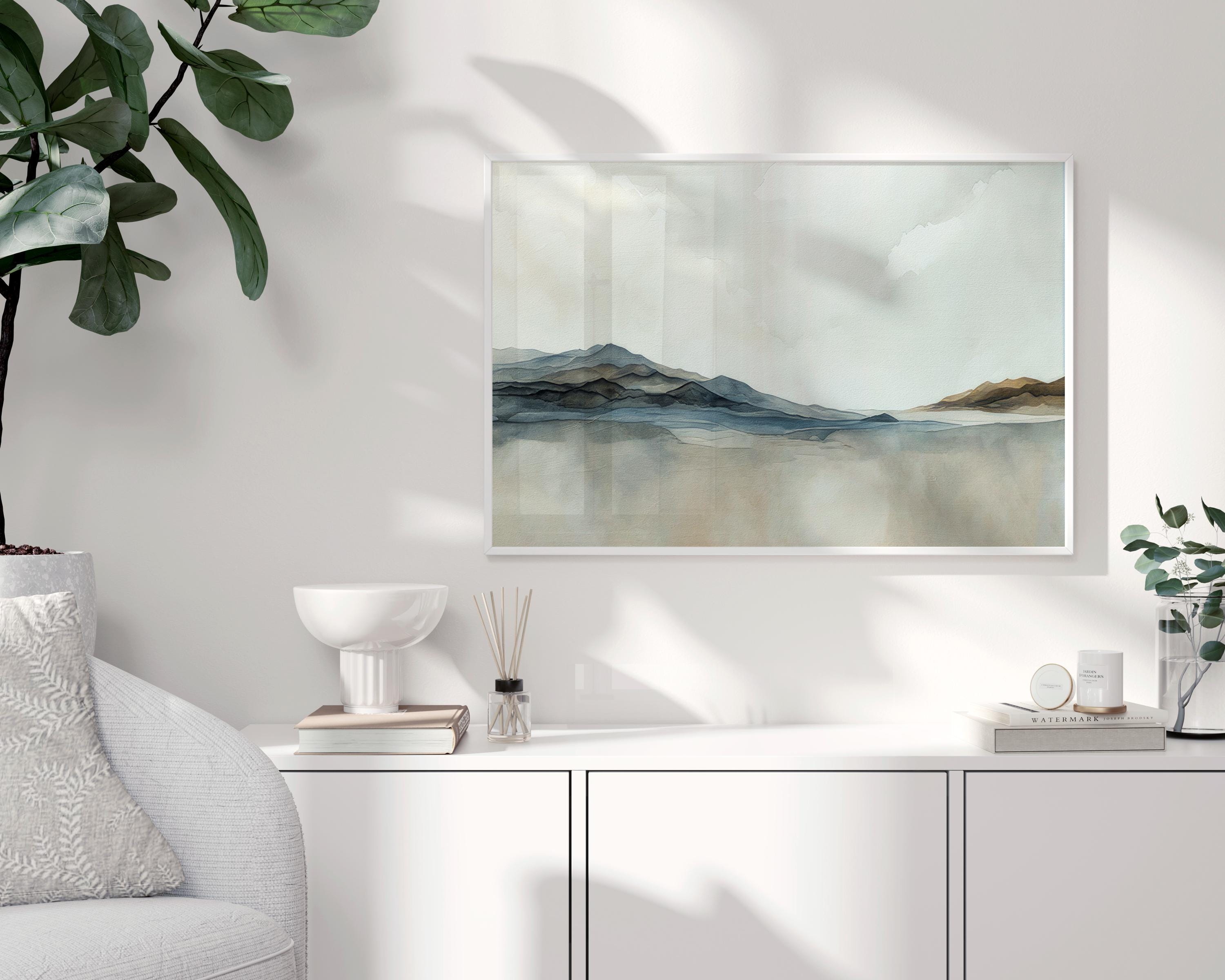 Abstract Landscape Painting, Soft Blue Gray Hues (digital Download) - Etsy