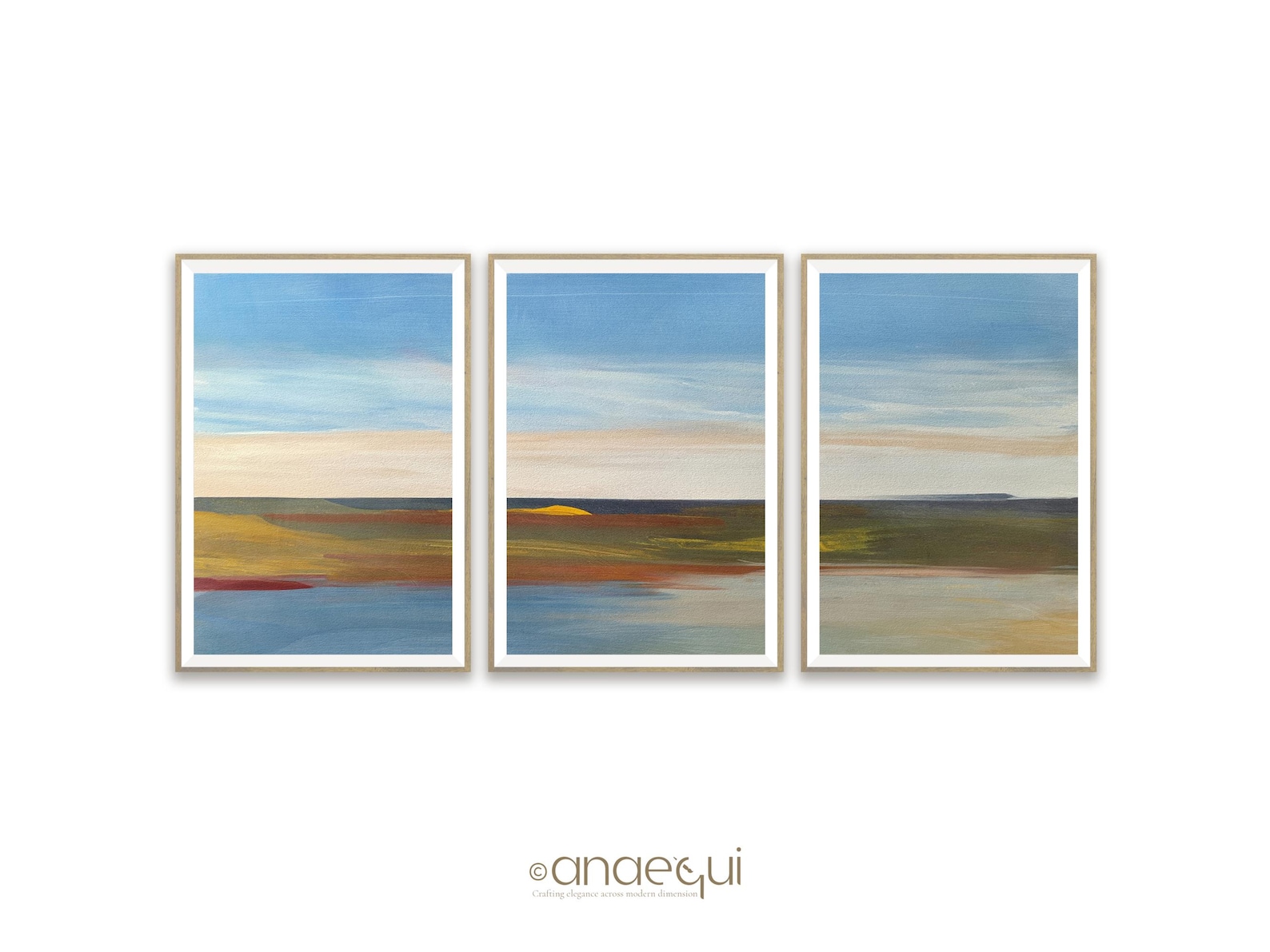 Abstract Landscape Triptych | Earthy Pastel Wall Art (digital Download ...
