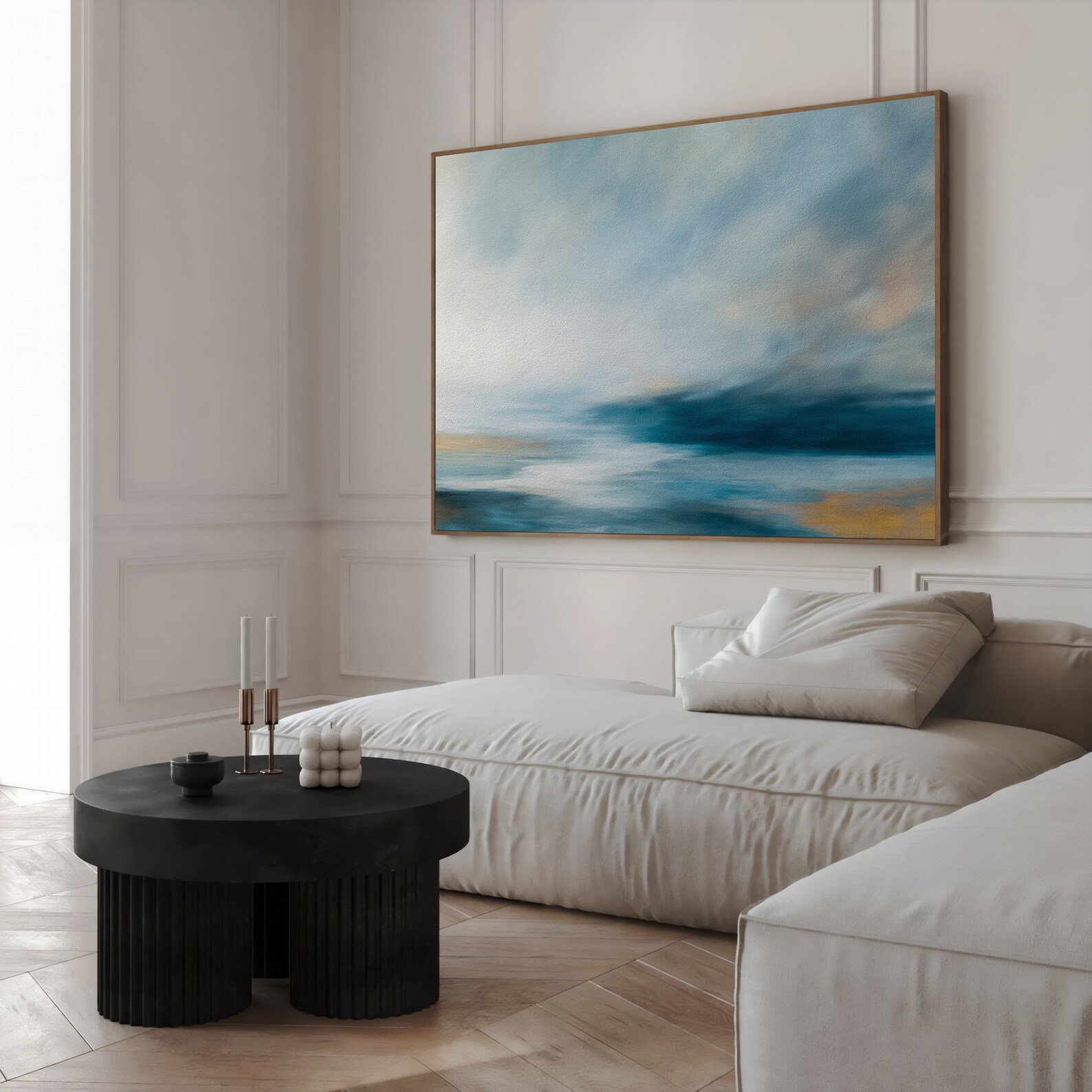 Muted Blue Abstract Landscape Painting | Minimalist Digital Art ...