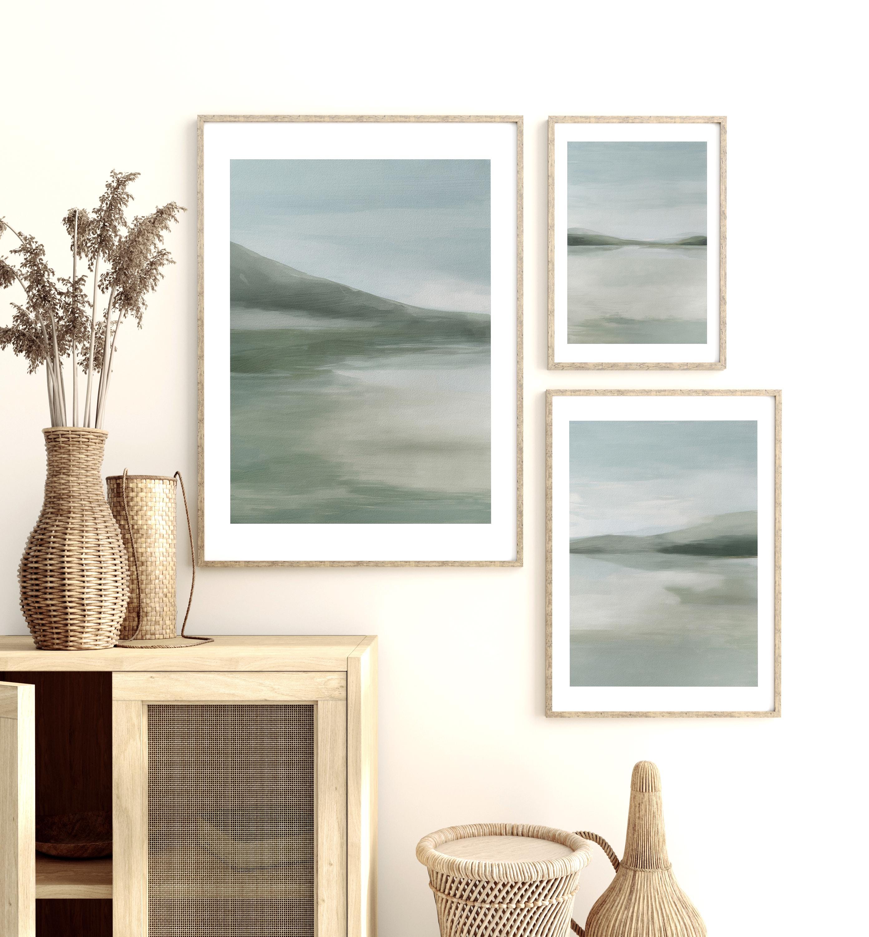 Modern Abstract Lake Landscape Wall Art Painting Set of 3 Printable ...