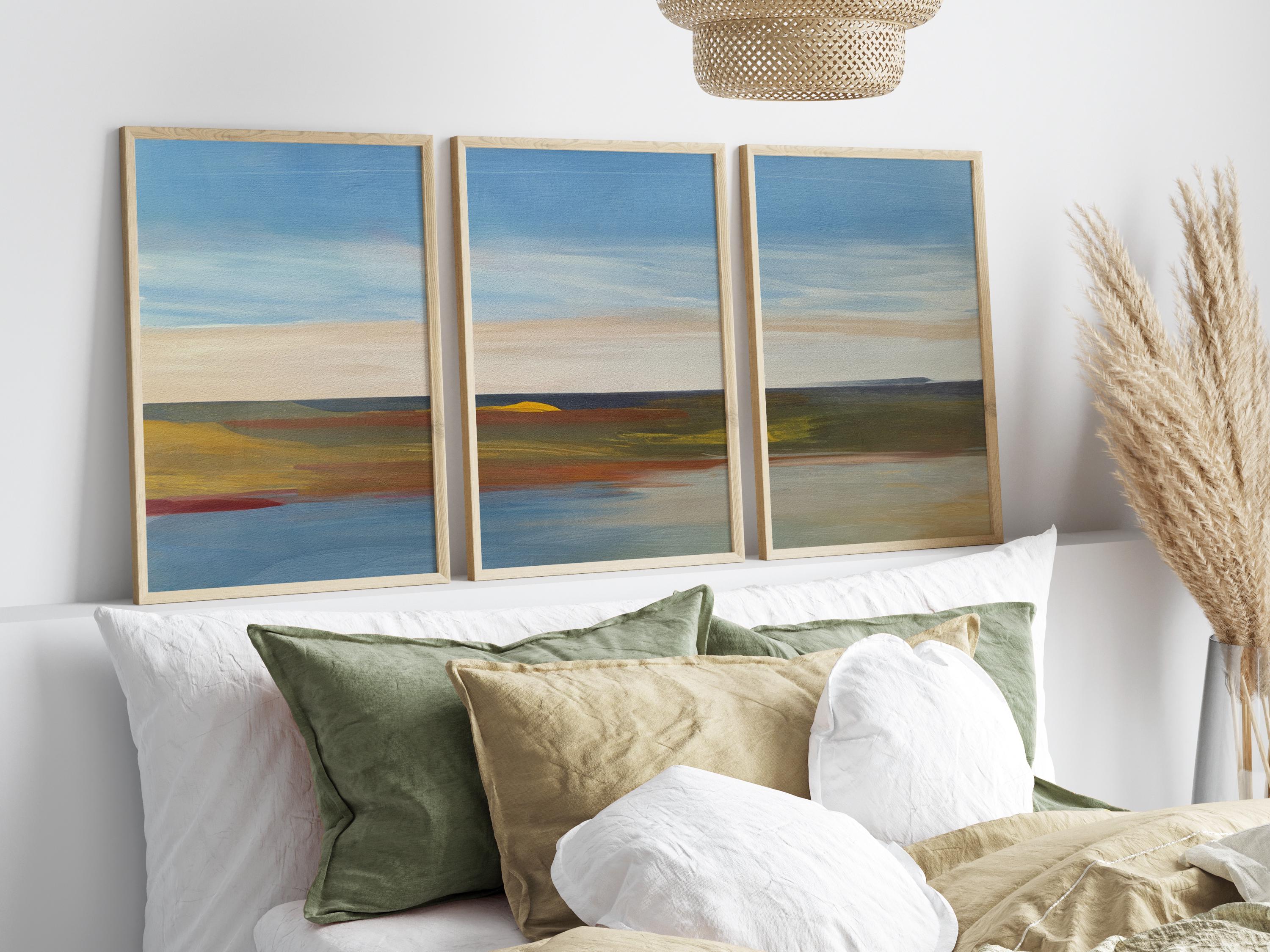 Abstract Landscape Triptych | Earthy Pastel Wall Art (digital Download ...
