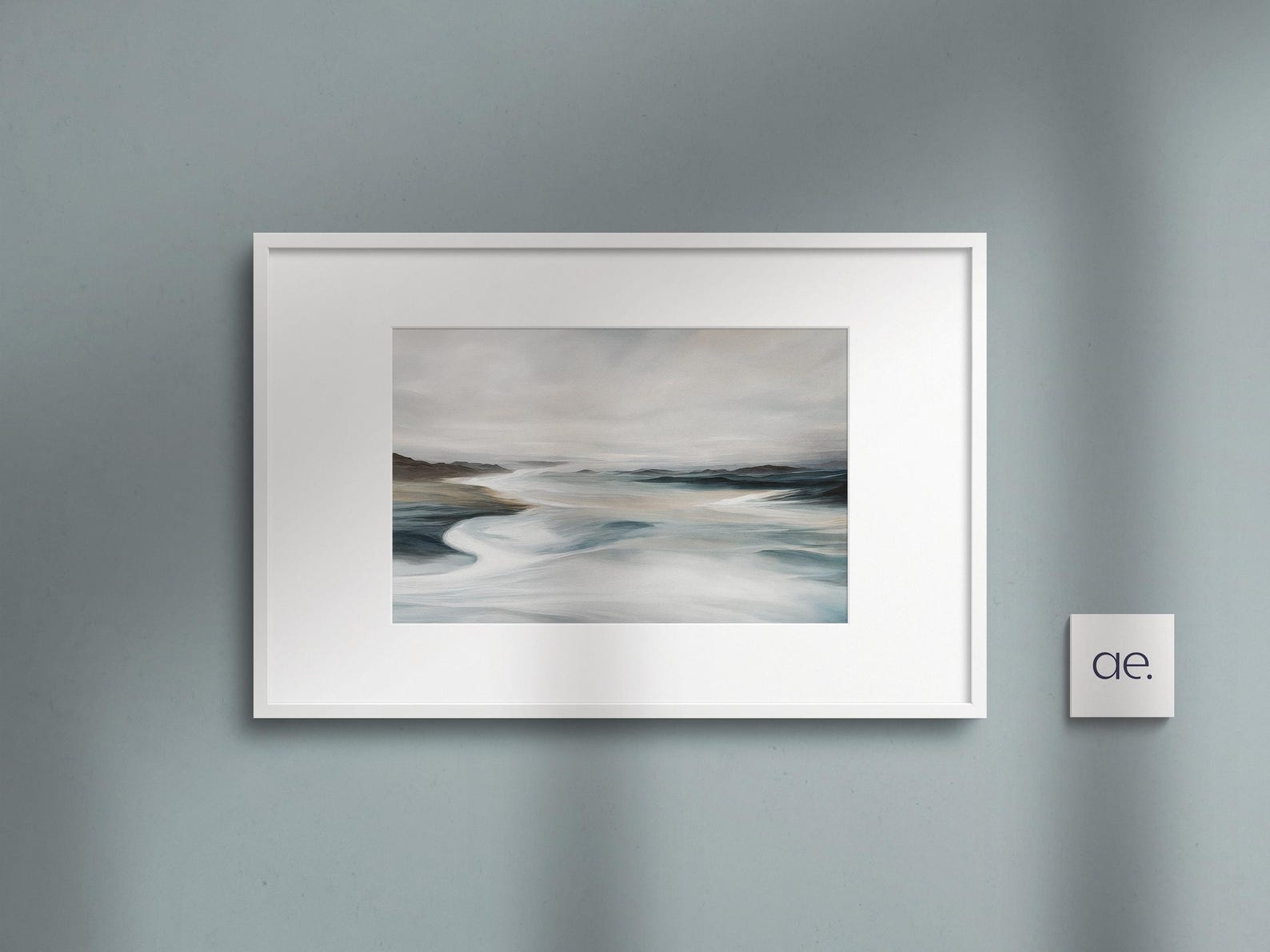 Abstract Seascape Print, Muted Blue Ocean Waves, Coastal Wall Art ...