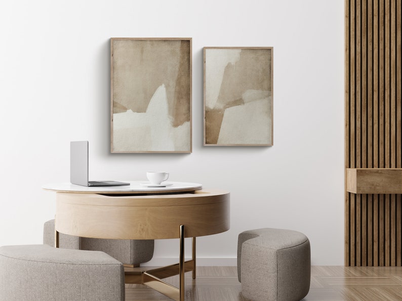 Japandi Wabi Sabi Modern Wall Art Prints Printable Abstract Textured Warm Earth Tone Color ...
