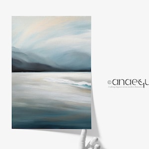 Modern Abstract Printable Seascapes Wall Art Set of 3 Coastal Acrylic ...