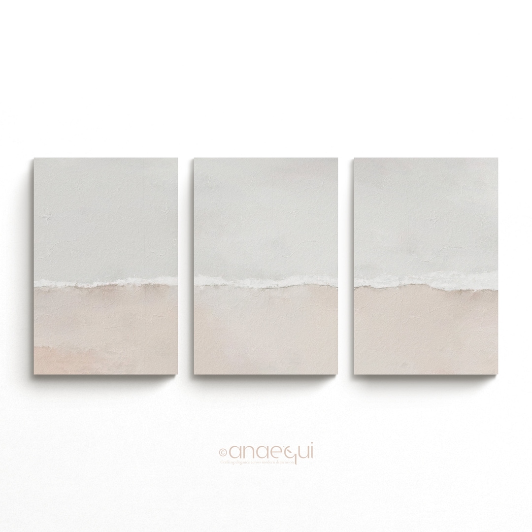 Printable Modern Abstract Art Set of 3,white & Cream Tones,minimal Pale ...