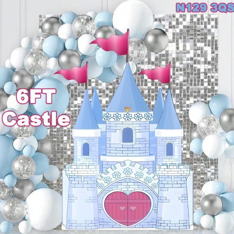6FT Blue & Pink Castle; Party Props, Party Decor, Yard Cards, Yard ...
