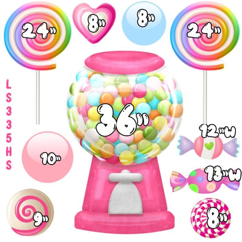 9PC Gumball Machine & Candy Set; Party Props, Party Decor, Yard Card ...