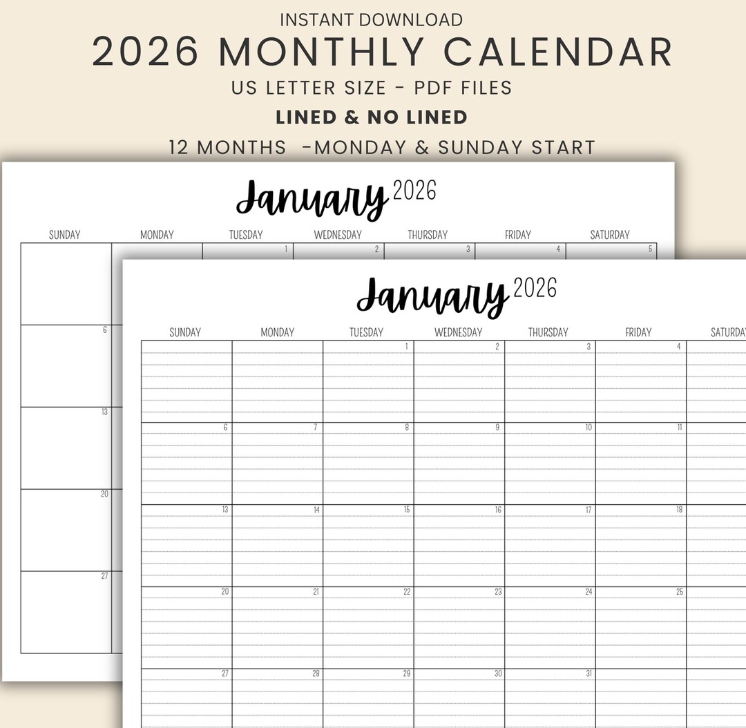 Printable Monthly Calendar PDF Download Workspace Planner for Teaching ...