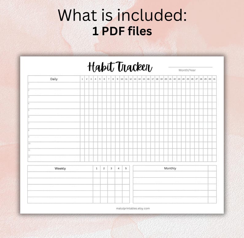 Habit Tracker Printable Daily Goal Planner Digital Download Weekly ...