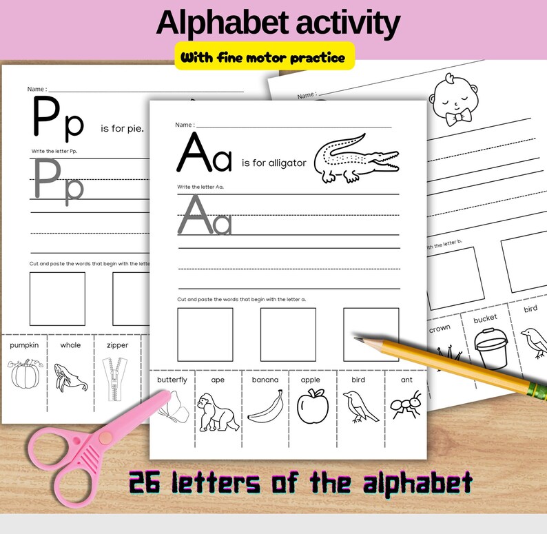 26 Letters Preschool Activity With Fine Motor Skills Practice Activity ...