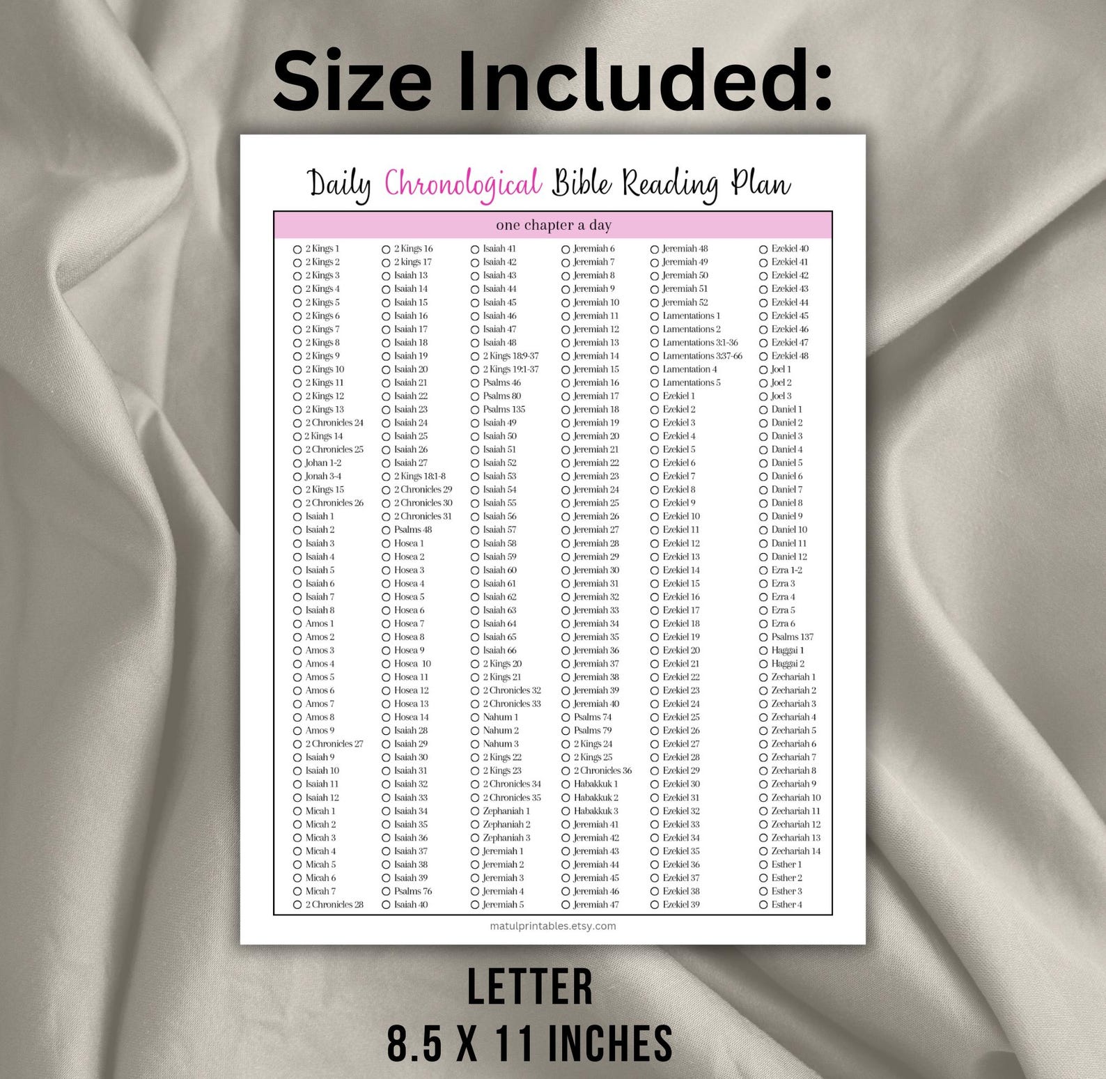 Chronological Order Bible Reading Plan Printable Bible Study Guide ...