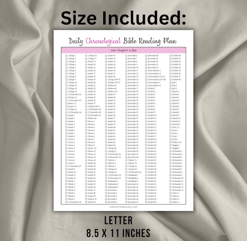 Chronological Order Bible Reading Plan Printable Bible Study Guide ...