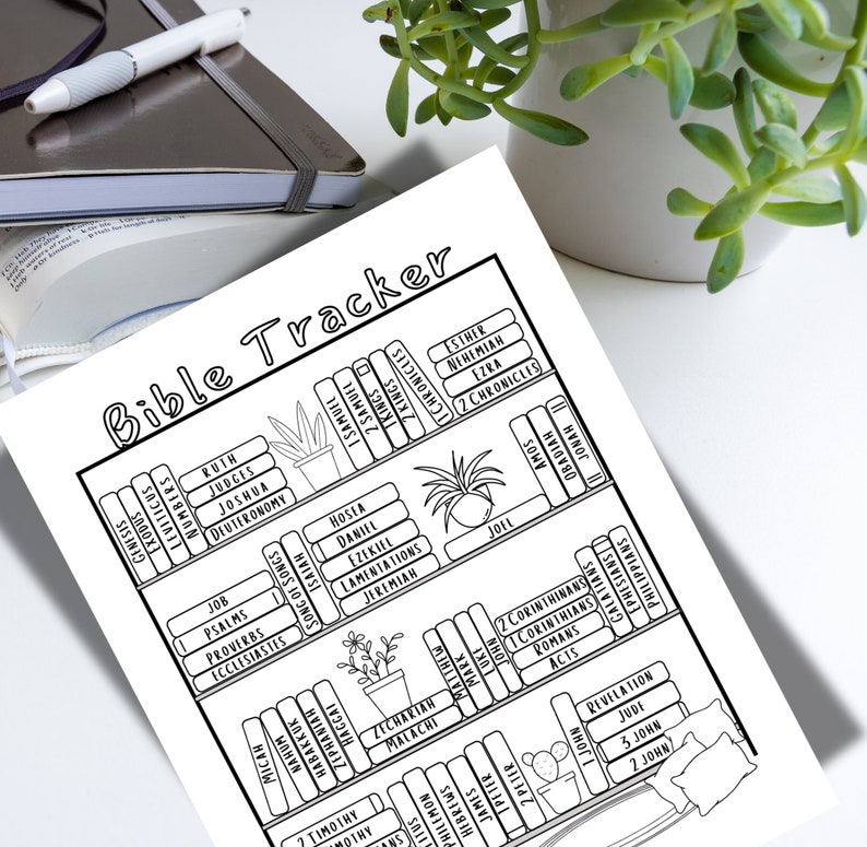 Books of the Bible Reading Tracker Bible Coloring Checklist Page Bible ...